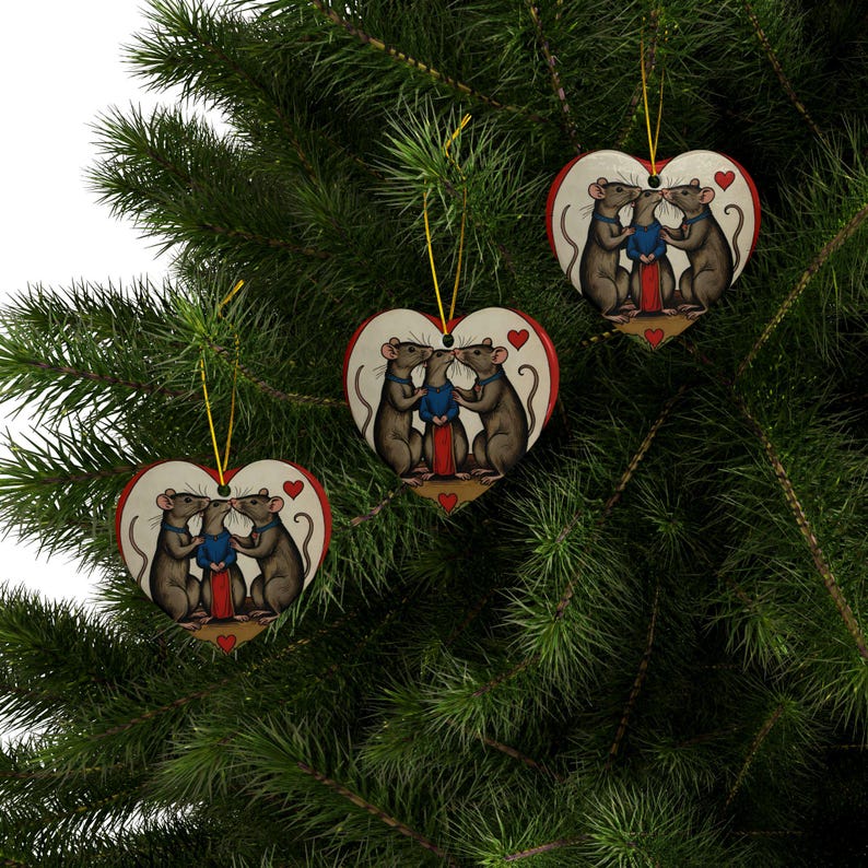 Medieval Rat Three Best Friends or Polyamory Rats Ceramic Ornaments ...