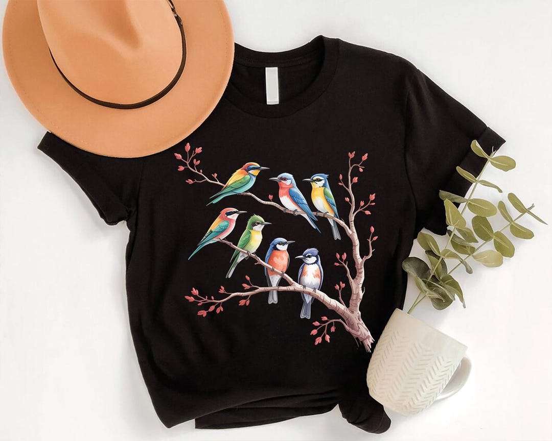Colorful Birds on Branch Shirt: Nature Lover Tee - Etsy