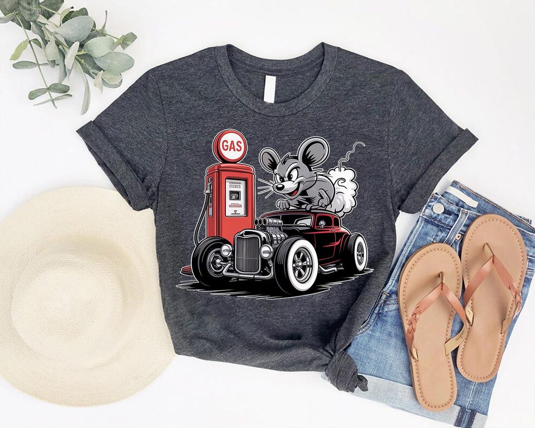 Rat Rod Shirt: Cartoon Mouse Hot Rod, Vintage Gas Pump Tee - Etsy