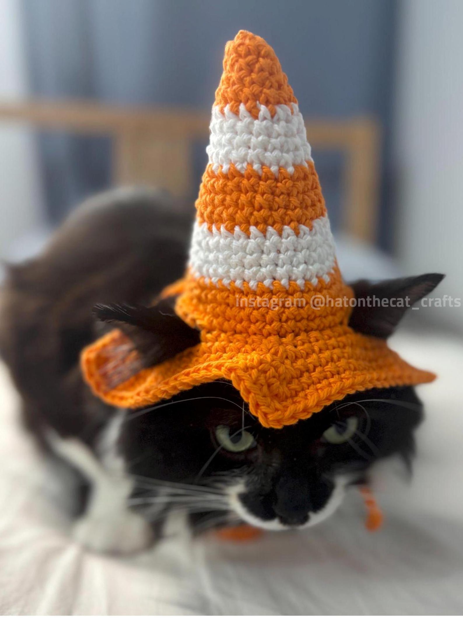 CROCHET PATTERN Crochet Traffic Cone Cat Hat, Cute Pet Hat Crochet ...