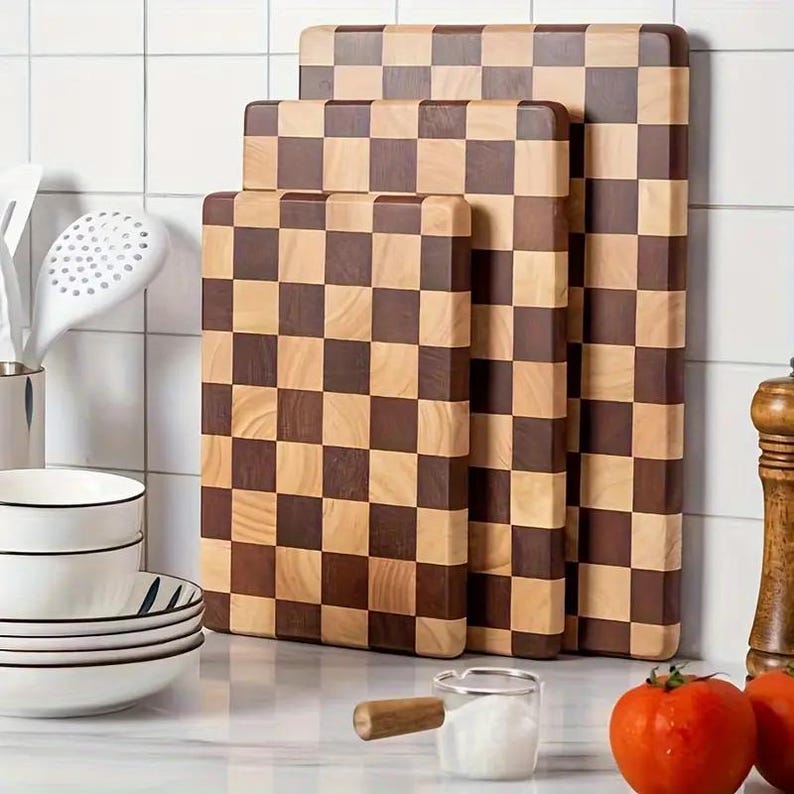 Checkerboard Cutting Board, Handmade Cutting Board, Eco-friendly Wooden ...