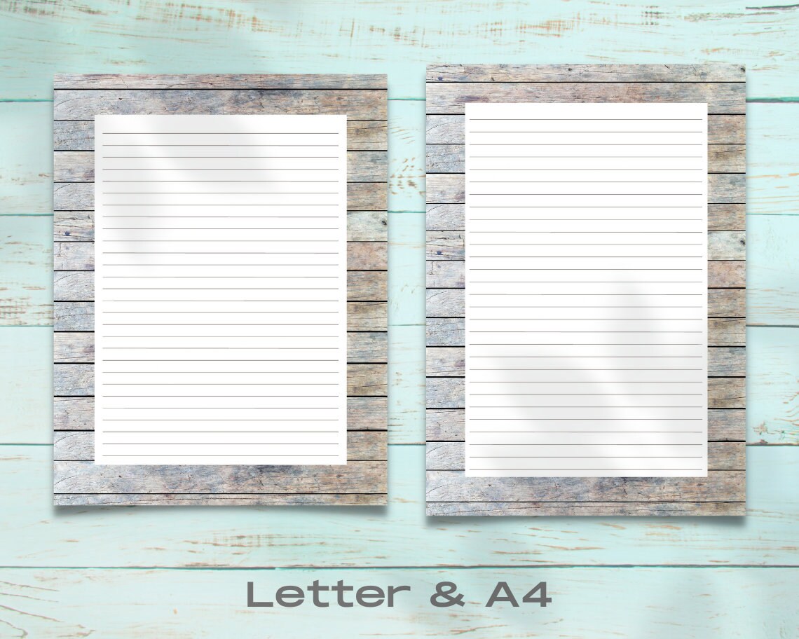Woodgrain Printable Stationary Set, Printable Stationary Paper ...