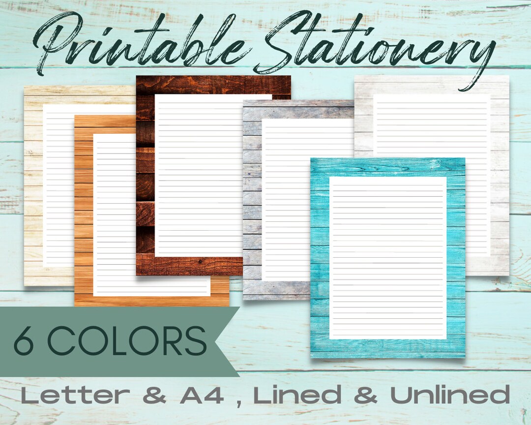 Woodgrain Printable Stationary Set, Printable Stationary Paper ...