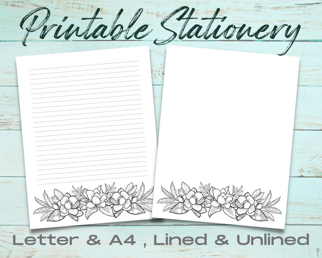 Black & White Floral Printable Stationery Set, Printable Stationery ...