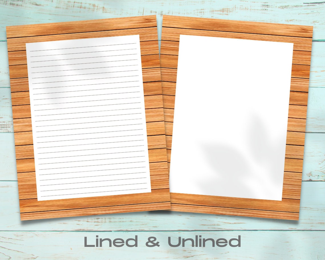 Woodgrain Printable Stationery Set, Printable Stationary Paper ...