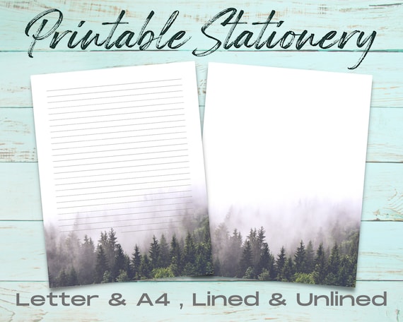 Foggy Forest Printable Stationery Set Printable Stationery - Etsy