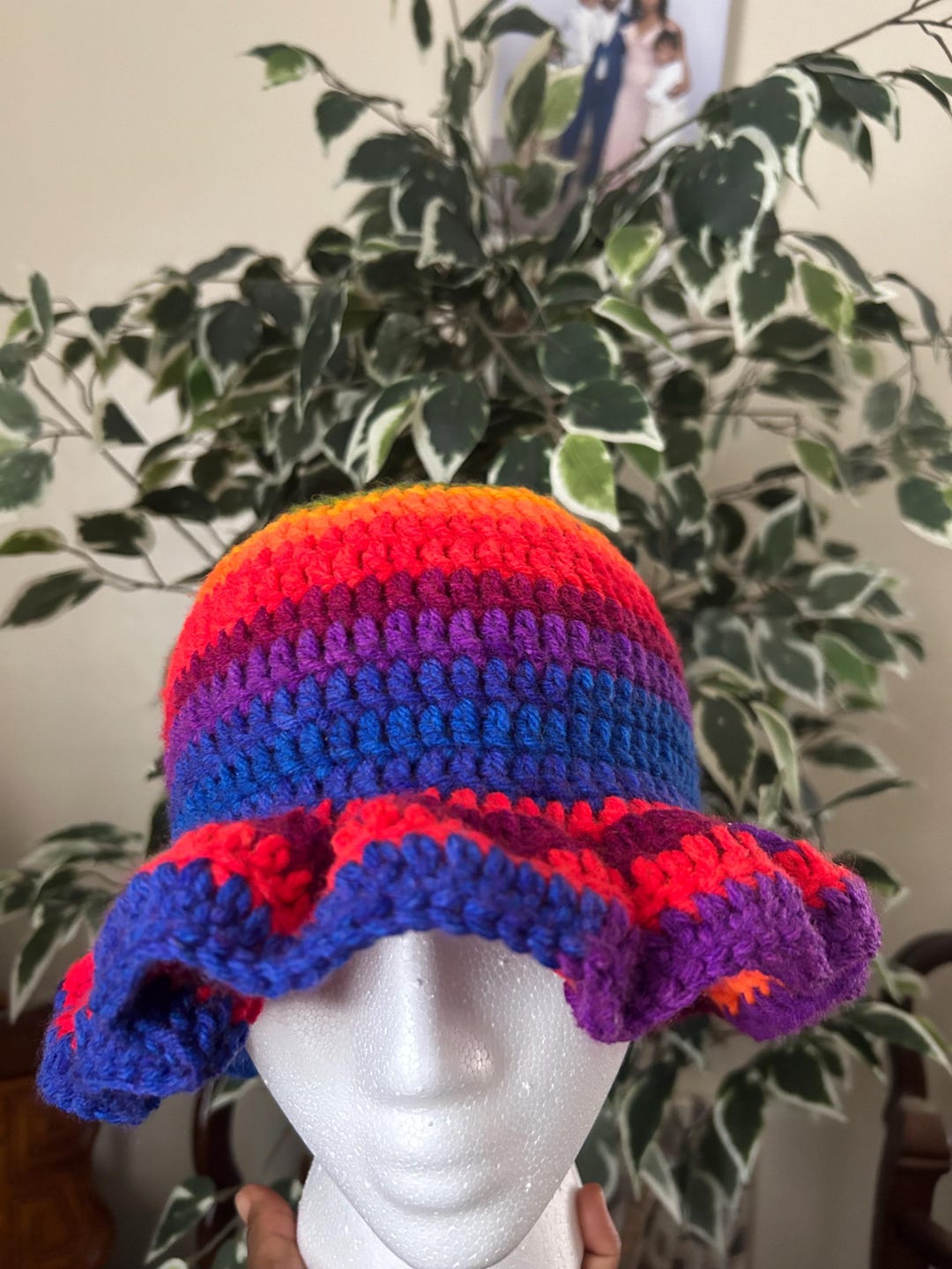 Rainbow Crochet Ruffle Hat - Etsy