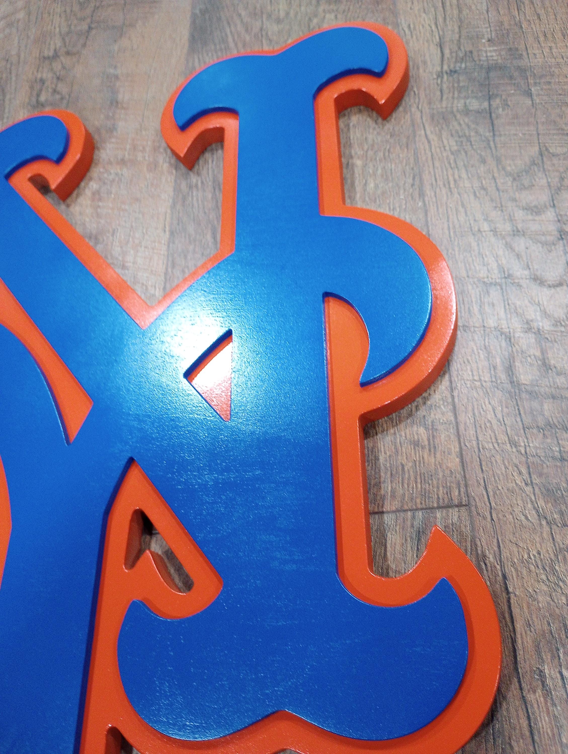 NY Mets "ny" Wall Art / Sign - 24" X 16" X 3/4" - 2 Layer, 3D Effect ...