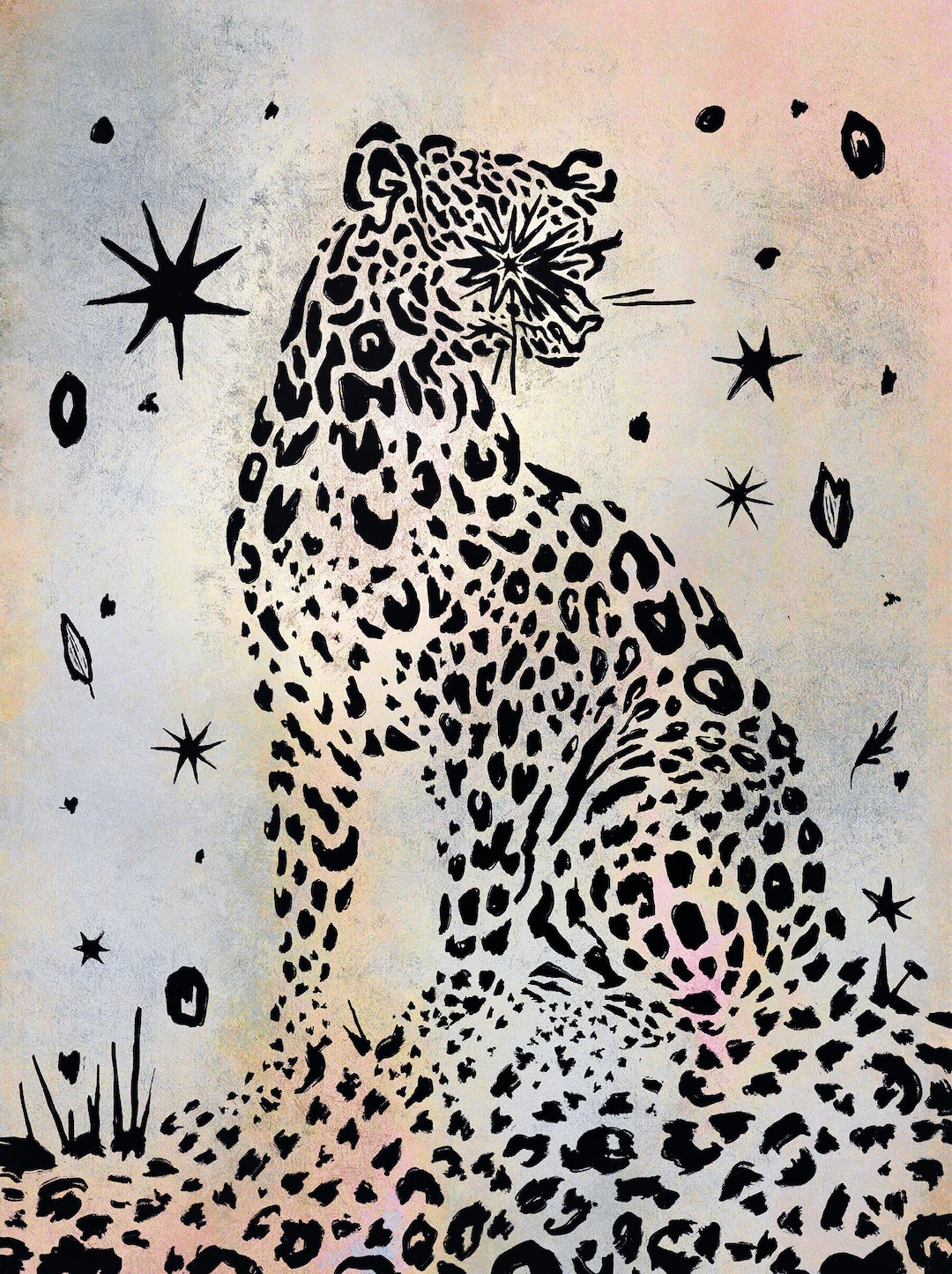 Snow Leopard Art Print: Signed Matted Black and White Illustration - Etsy