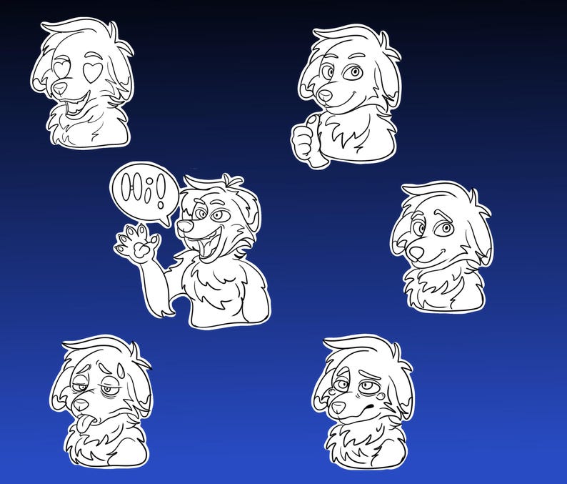 Digital Dog Furry Sticker Bases, Canine Sticker Bases - 6 Stickers ...