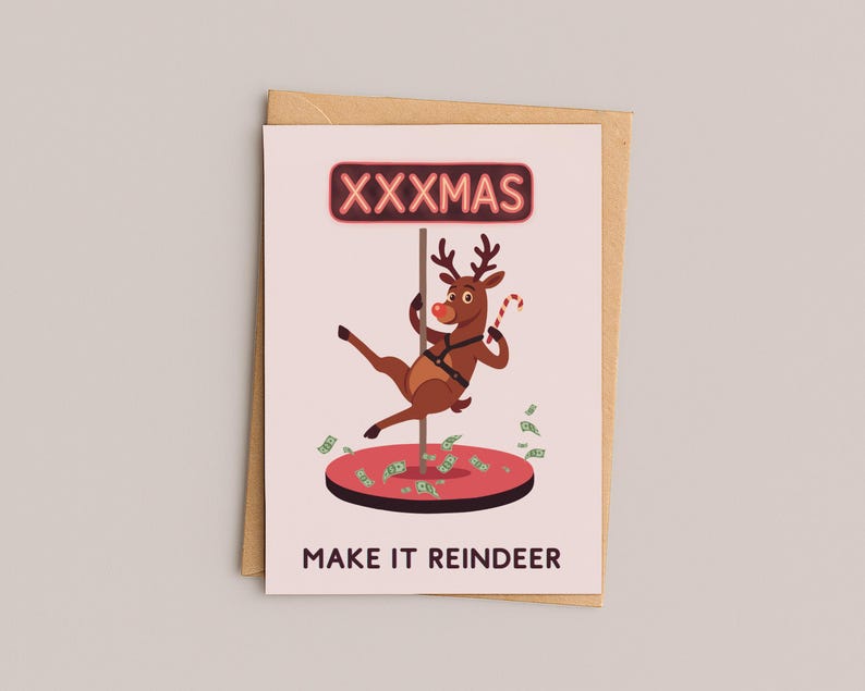 Funny Rudolph Card: Inappropriate Christmas Card - Punny - Etsy