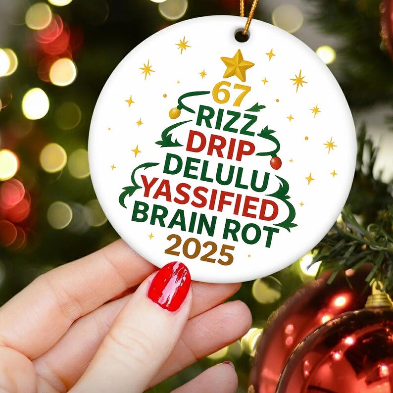 Rizz Sigma Toilet Ornament, Gen Z Teen Slang Christmas Ornament, Six ...