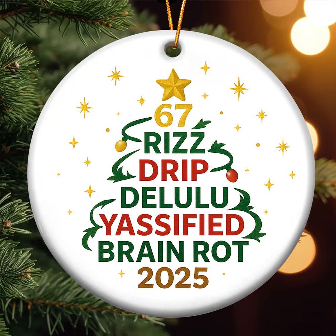 Rizz Sigma Toilet Ornament, Gen Z Teen Slang Christmas Ornament, Six ...