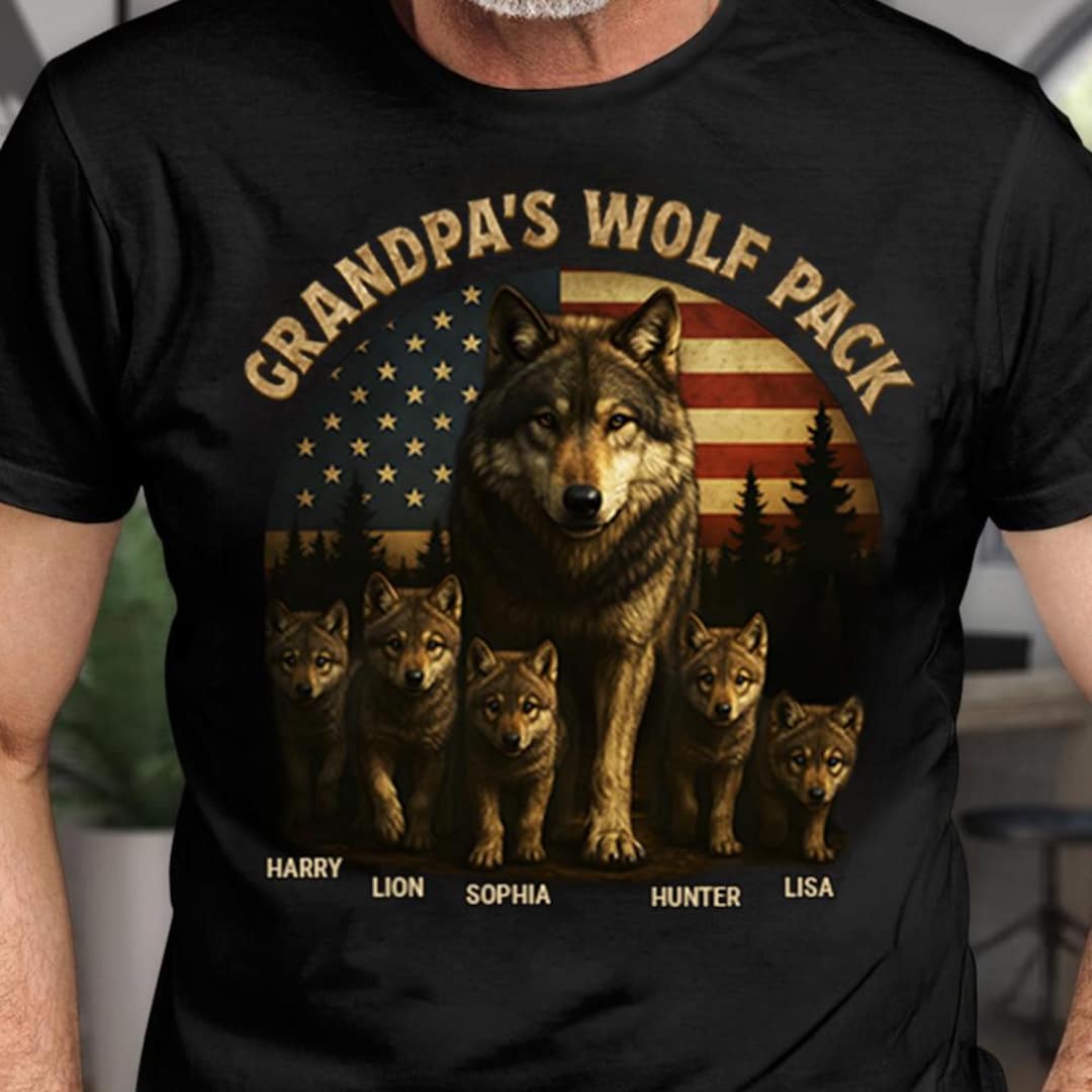 Custom Papa's Wolf Pack Shirt, Custom Grandpa With Kids Names Shirt ...