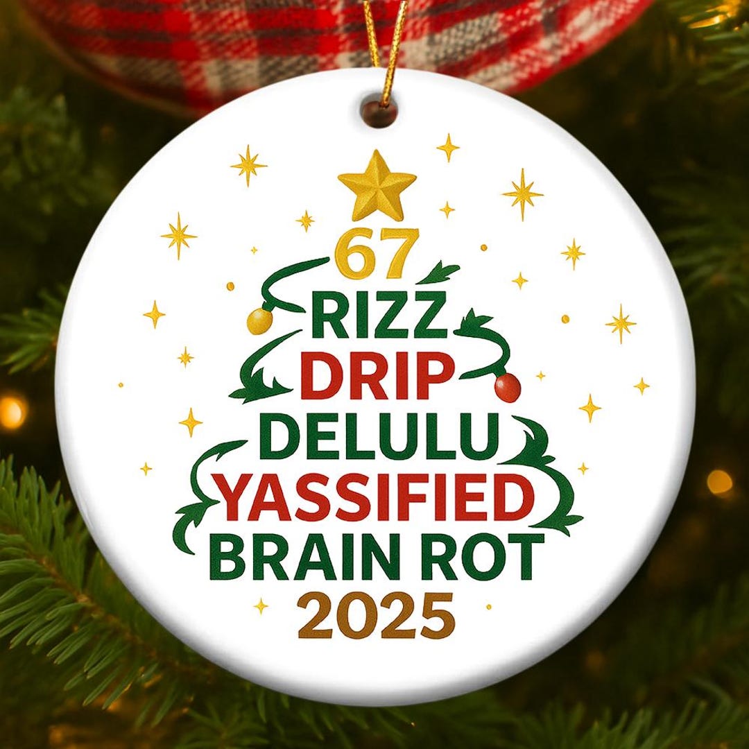 Rizz Sigma Toilet Ornament, Gen Z Teen Slang Christmas Ornament, Six ...