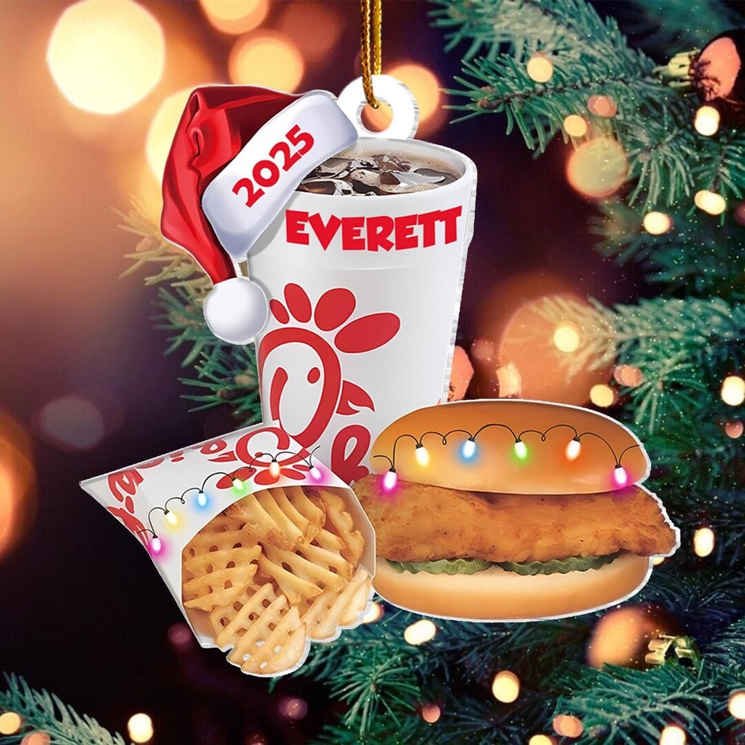 Personalized Fast Food Chicken Santa Hat Christmas Acrylic Ornament ...