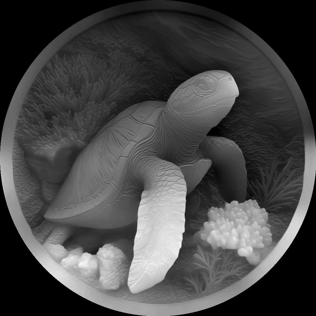 Sea Turtle in the Ocean Coin 3d Embossing Files, Fiber Laser Engraving ...