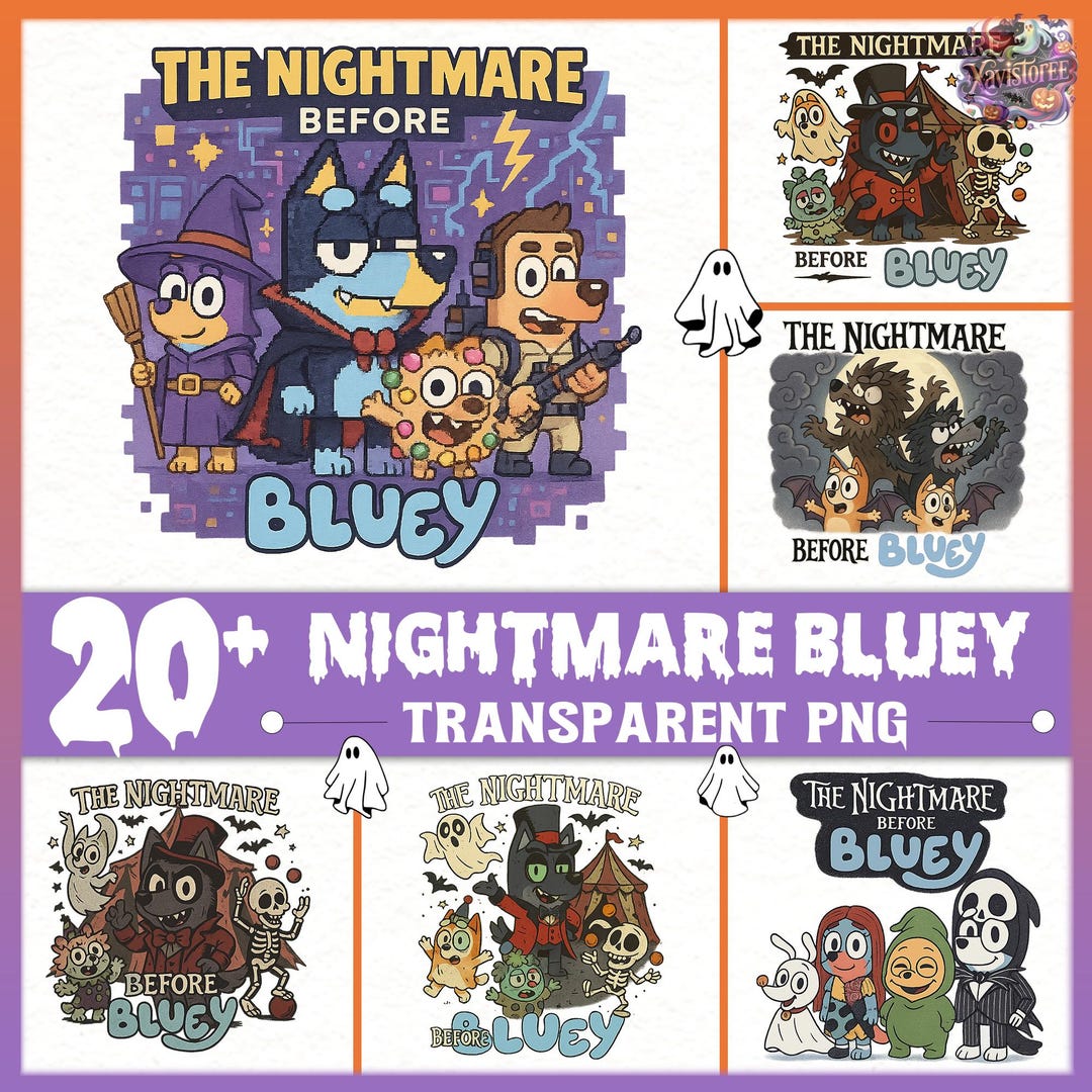 Bluey Png Bundle, 20 PNG Horror Halloween, Bluey and Friends Png, the ...
