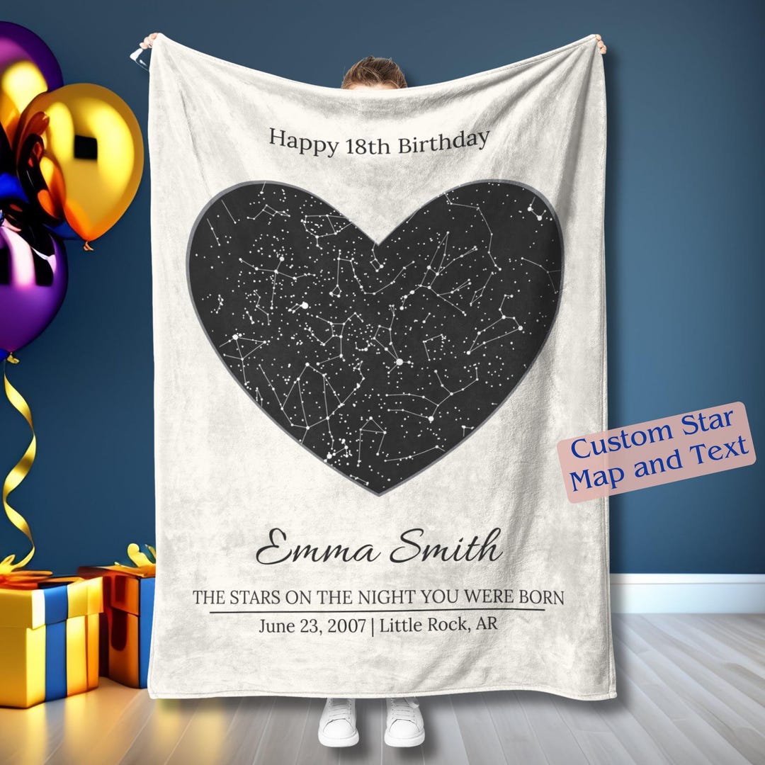 Birthday Star Map Blanket From Mom, Personalized Night Sky Fleece Throw ...
