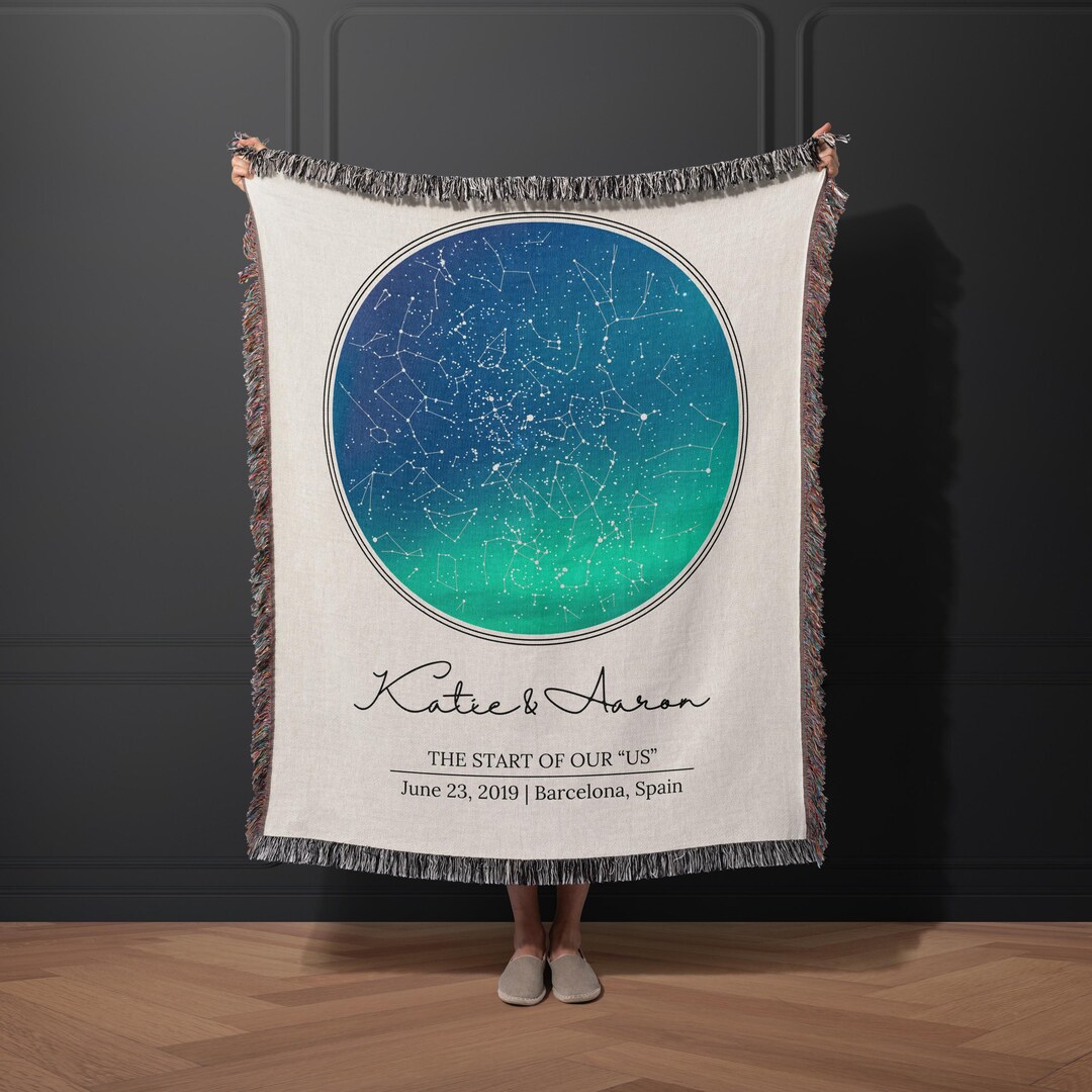 Custom Constellation Star Map Blanket, Night Sky by Date, Star Lovers ...