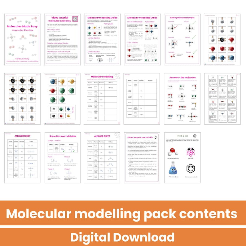 Chemistry Bundle - Molecules Printables - Playdough Activity ...