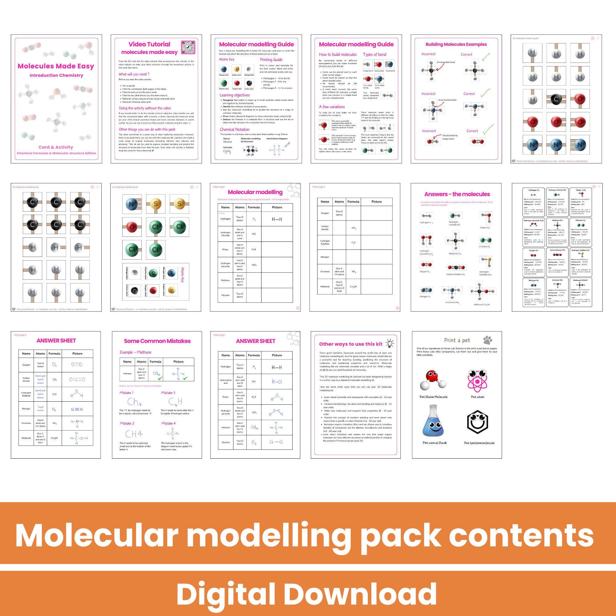 Chemistry Bundle - Molecules Printables - Playdough Activity ...