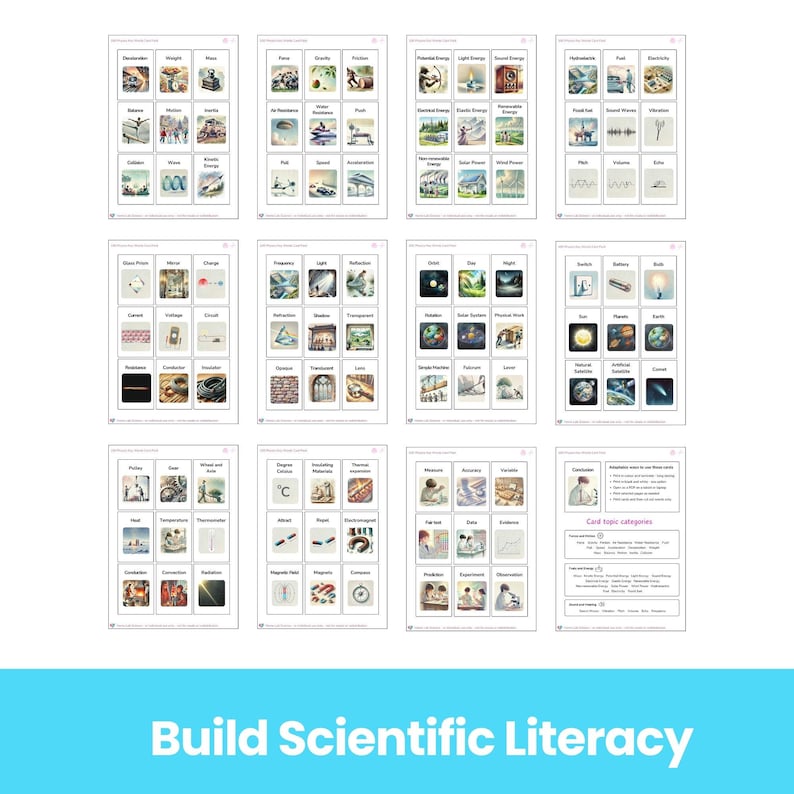 Physics Flash Cards - 100 Key Words - Homeschooling Science - Teacher ...