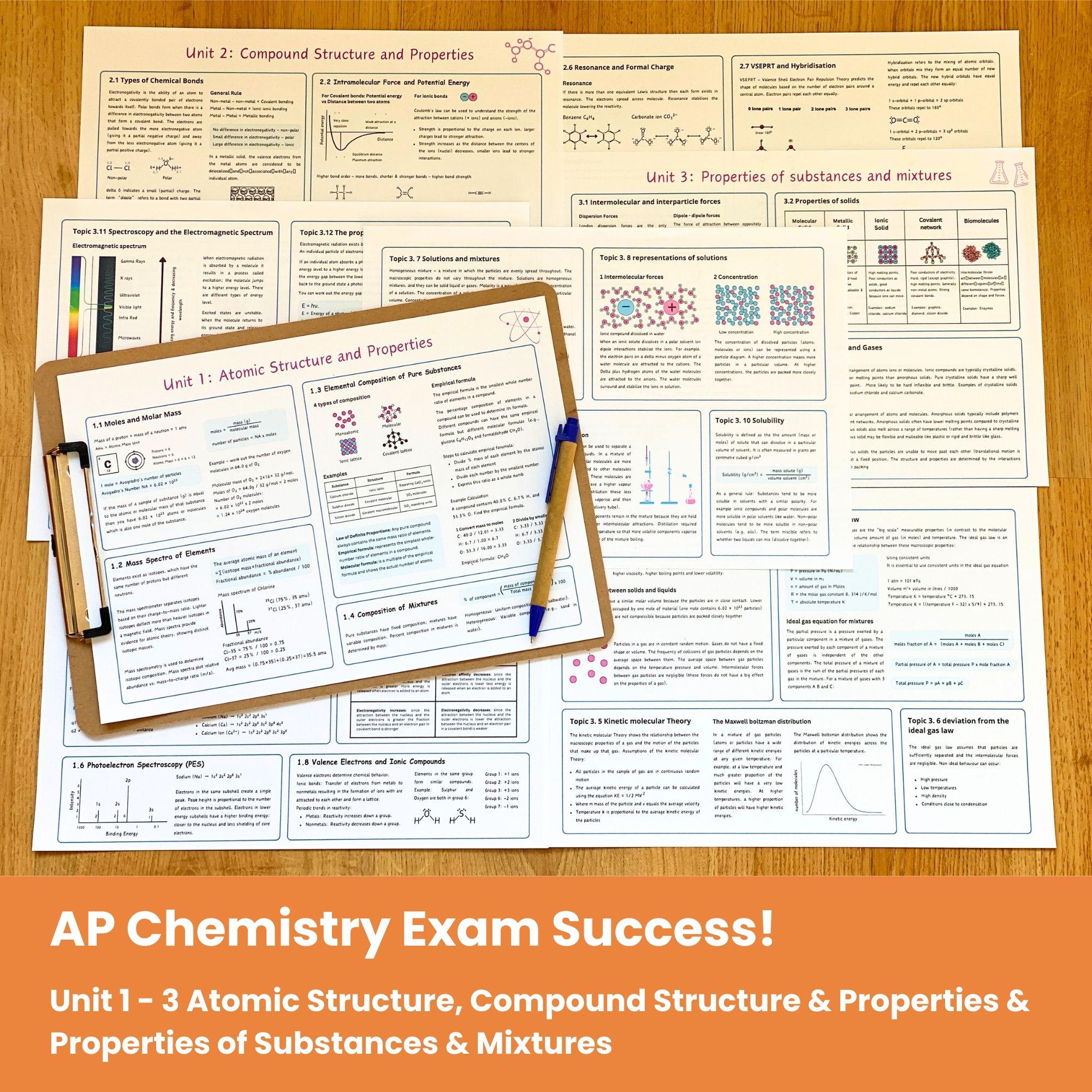 AP Chemistry Notes - Units 1 - 3 - Digital Study Guide - Summary Notes ...