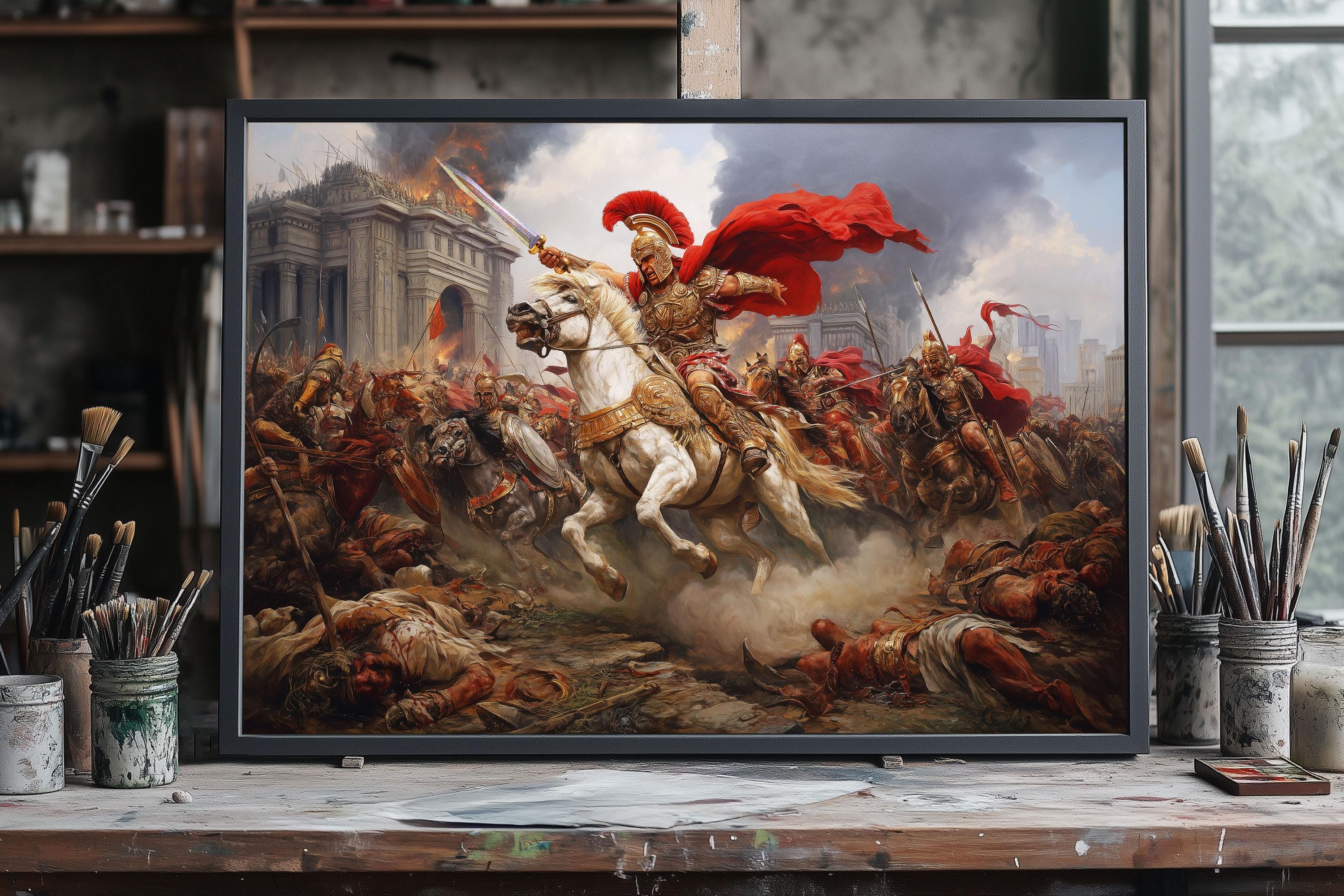 Alexander the Great, Epic Battle Oil Painting, Heroic Canvas Wall Art ...