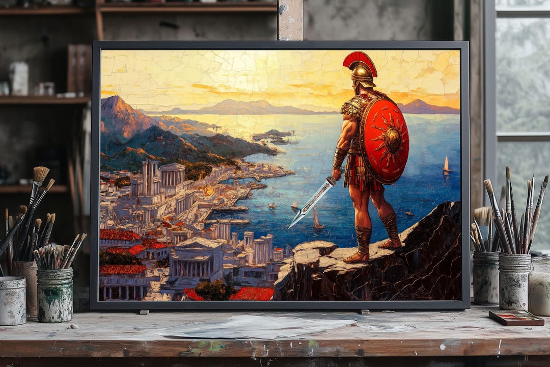 Spartan Warrior and His Empire Original Oil Painting, Unframed Oil ...