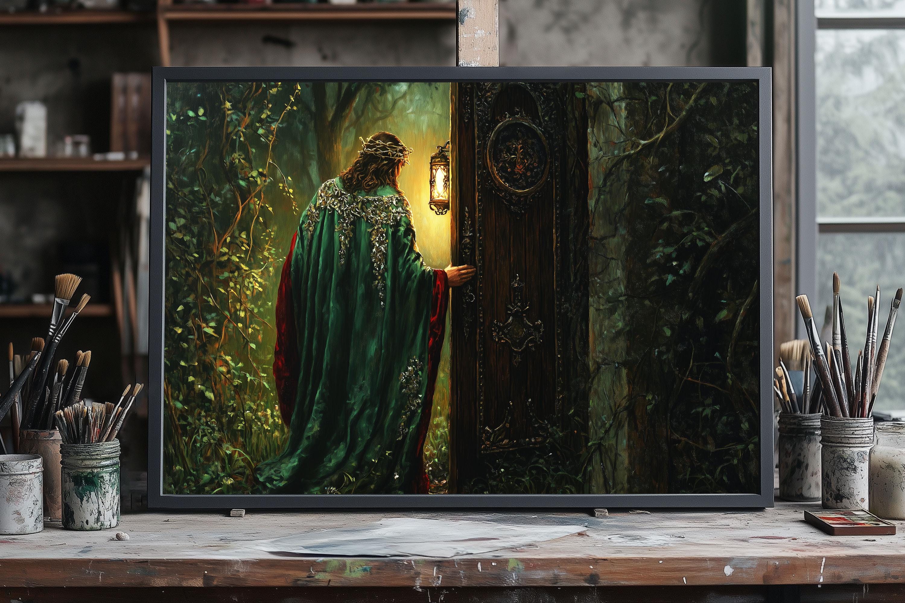 Jesus Christ Knocking Door Oil Painting, Christian Wall Art, Revelation ...