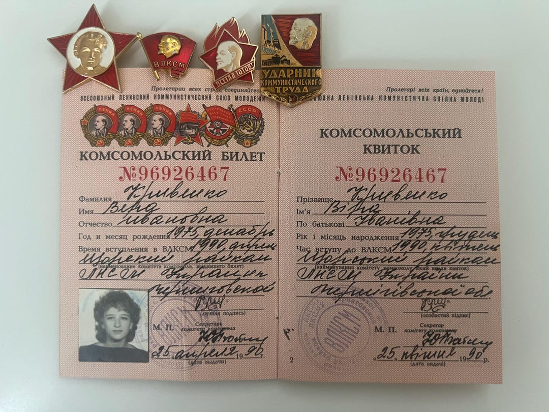 USSR Komsomol (communist Party Membership Book) Card. Official Soviet ...