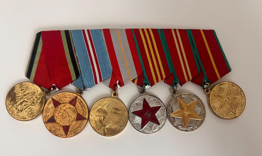 Soviet WWII Veteran Medal Bar With Six Medals. USSR Award Group - Etsy