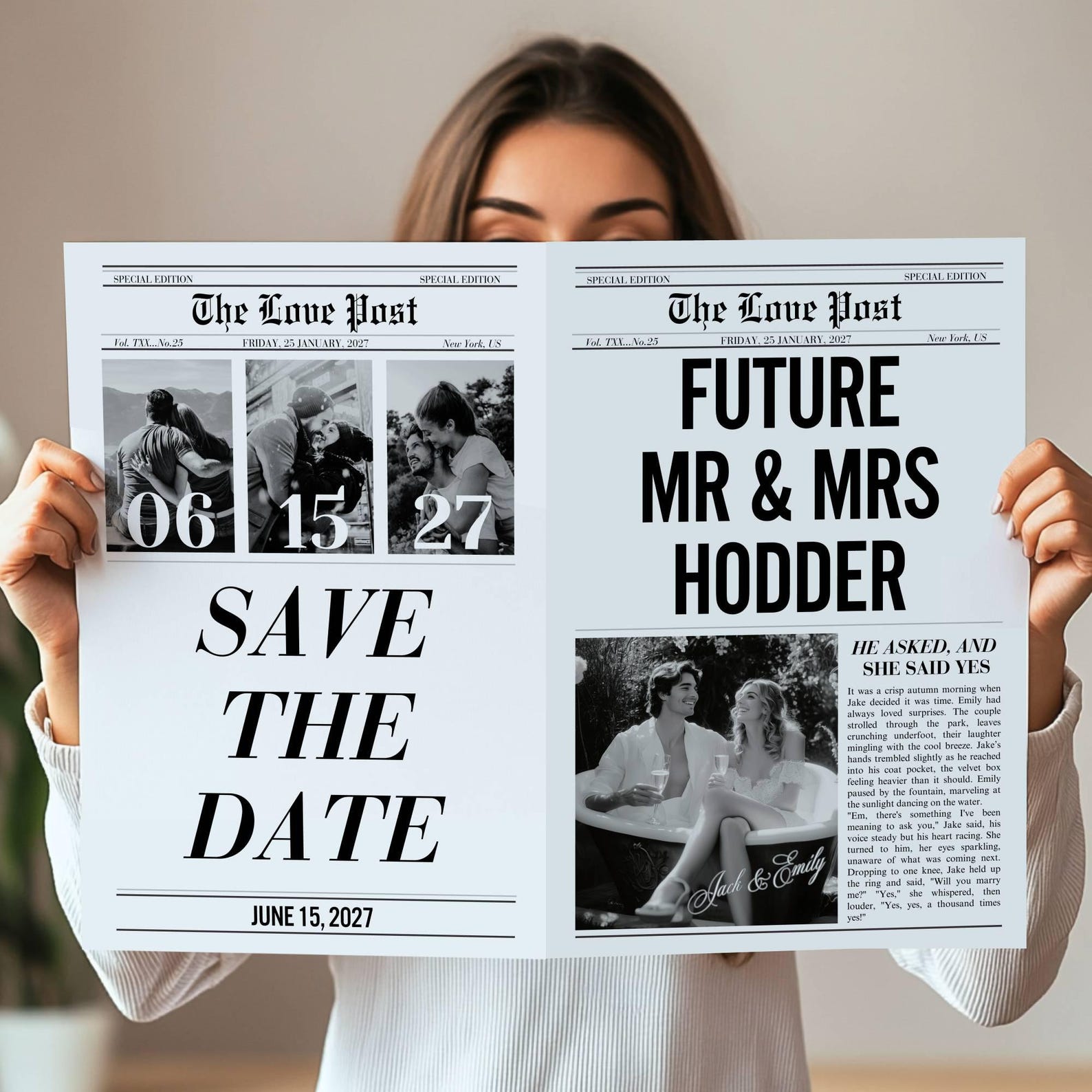 Newspaper Engagement Announcement Template, Editable Wedding ...