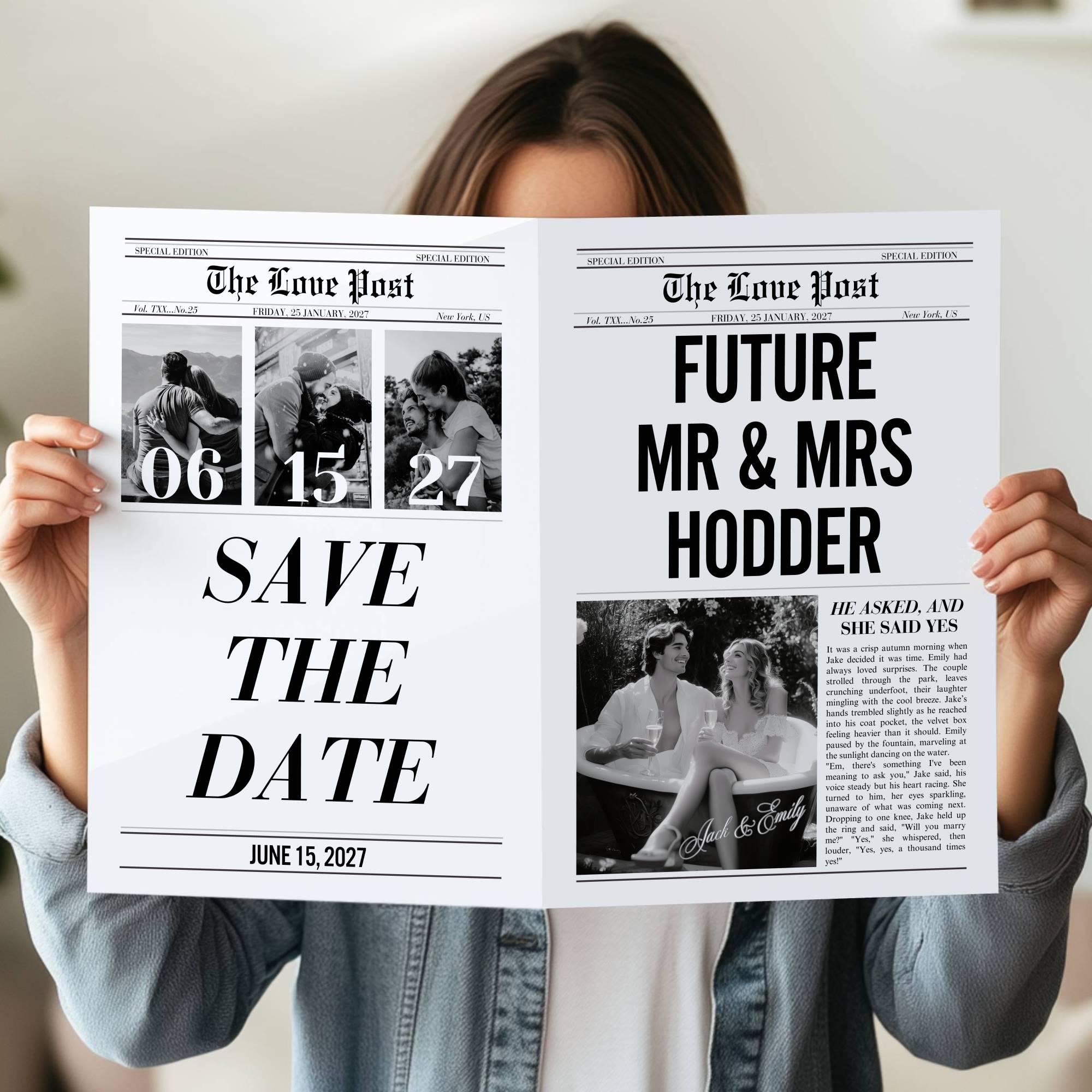 Newspaper Engagement Announcement Template, Editable Wedding ...