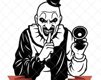 Art the Clown SVG | Terrifier Horror Movie Line Art Digital Download ...