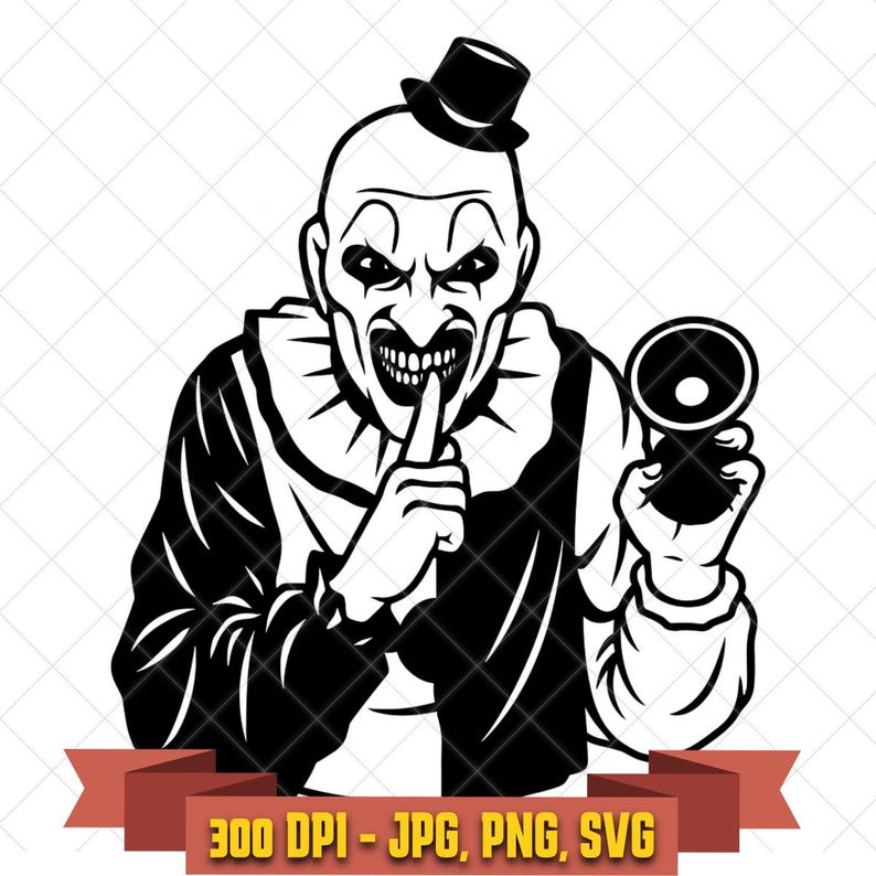 Art the Clown SVG | Terrifier Horror Movie Line Art Digital Download ...
