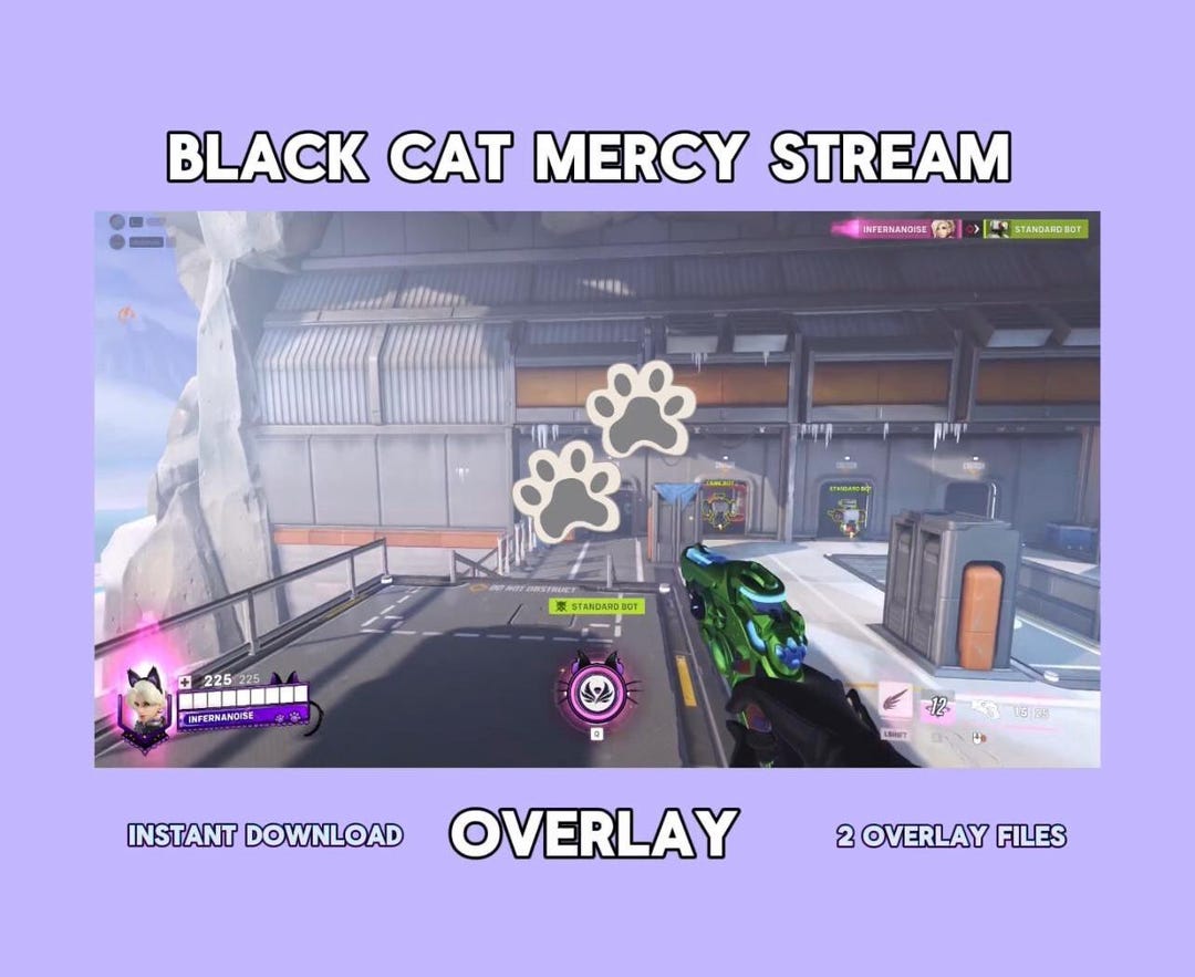 Black Cat Mercy Stream Overlay - Etsy