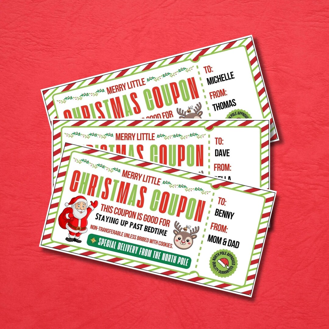 Editable Christmas Coupon Book, DIY Voucher Template (digital Download ...