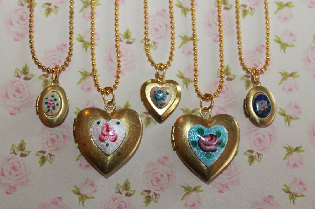 Vintage Locket Necklace, Flower Girl Locket, Children Locket Necklace ...