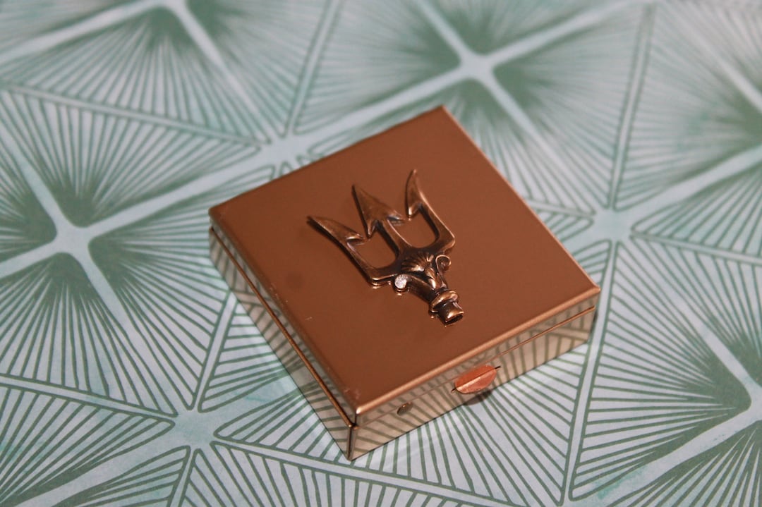 Trident Brass Trinket Box, Pill Box, Jewelry Box, Perfect for a ...