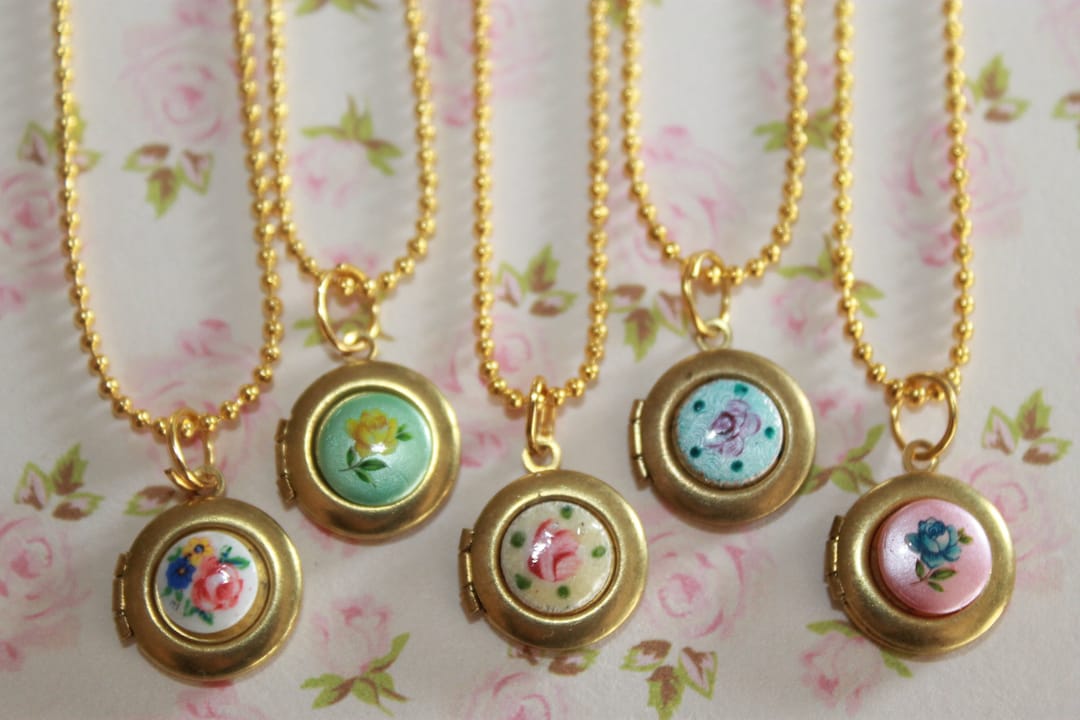 Petitie Girls Vintage Locket Necklace, Flower Girl Locket, Children ...