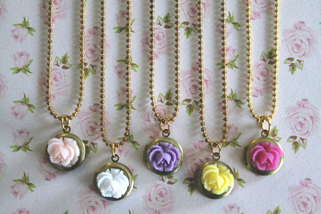 Girls Vintage Flower Locket Necklace Children Locket - Etsy