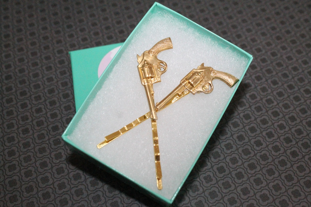 Pistol, Revolver, Gun Brass Bobby Pins for the Gal With an Edge - Etsy