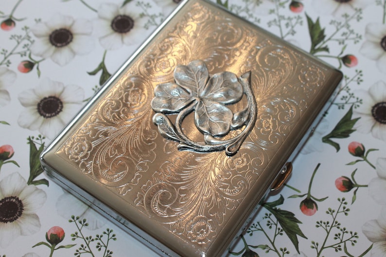 Victorian Style Etched Wallet, Business Card or Cigarette Case With 4 ...