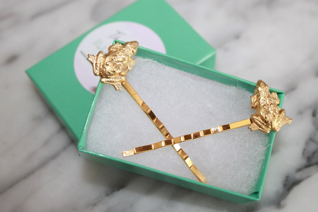 Frog Bobby Pins, Cute Animal Hair Pins, Whimsical Brass Hair ...