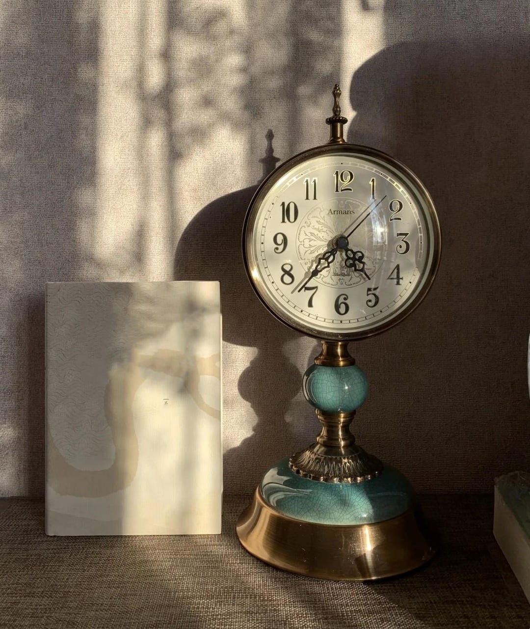 Vintage Brass Ceramic Table Clock, Retro Desk Clock, Home Decor Elegant ...