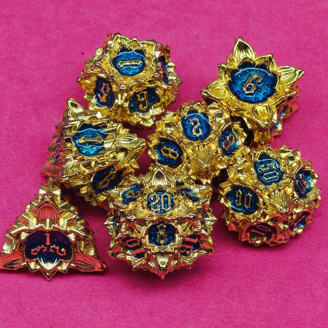 Gold Metal Dice, DND Metal Dice Set, Dungeons and Dragons, Pathfinder ...