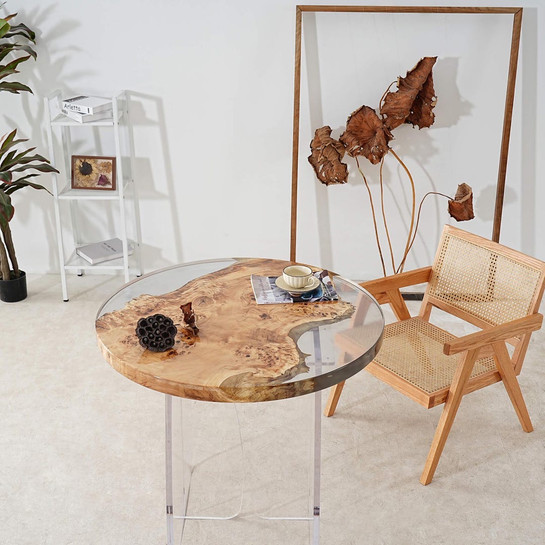 Live Edge Poplar Resin Table: Round Boho Dining Table - Etsy