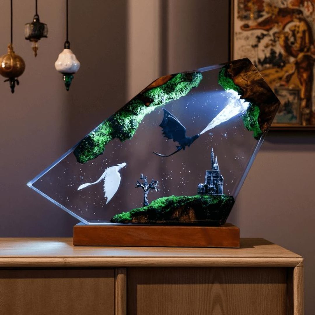 Handmade Resin Night Light, Toothless Night Fury Resin Lamp, Flying ...
